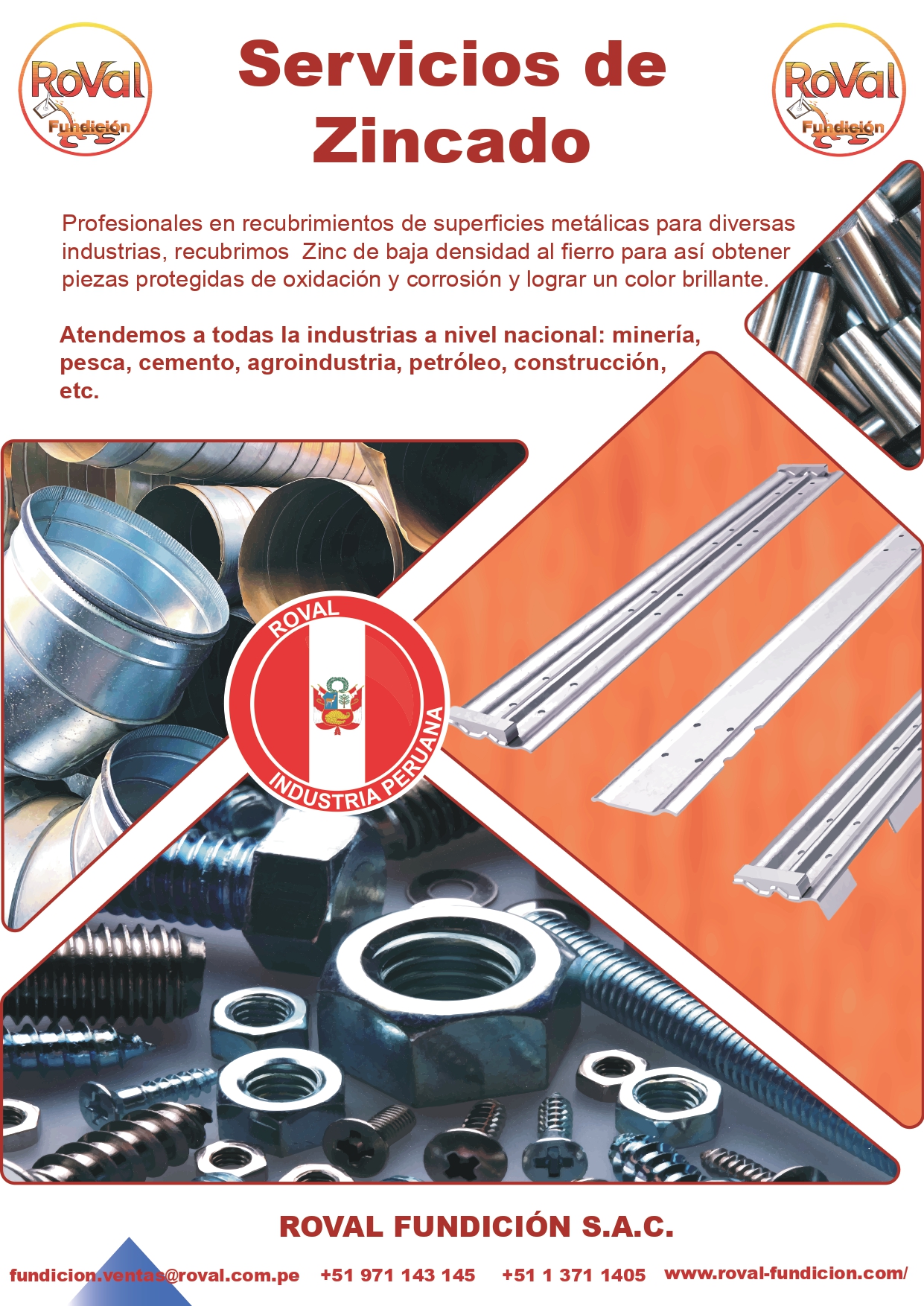 Servicio De Zincado Profesional - Roval Fundición - Perú